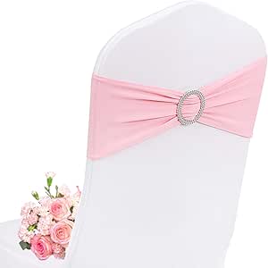 AIRIT LOVELY Pink Chair Sashes for Wedding 50 Pack Spandex Light Pink ...