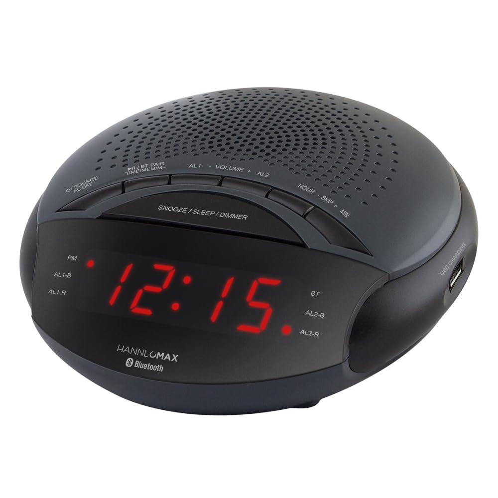 HANNLOMAX HX-139CR Alarm Clock Radio, PLL FM Radio with Preset Stations ...