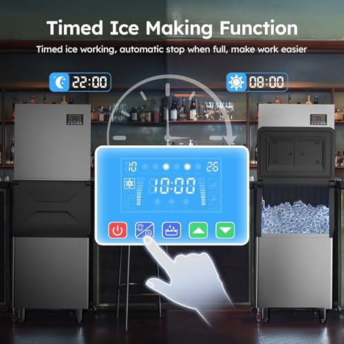 Commercial Ice Machine 760LBS /24H,Storage 650LBS,Large Industrial Ice ...