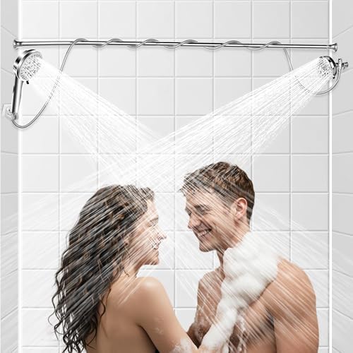 Dual Shower Head for Couples, High Pressure Double Shower Heads for Two People, Adjustable ...