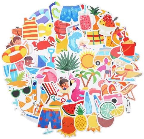 Amazon.com: 100 Pack Pool Beach Stickers, Summer Party Favors, Birthday ...