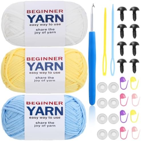 Amazon.com: WSICSE 3x50g Beginners Crochet Yarn, Yarn for Crocheting ...