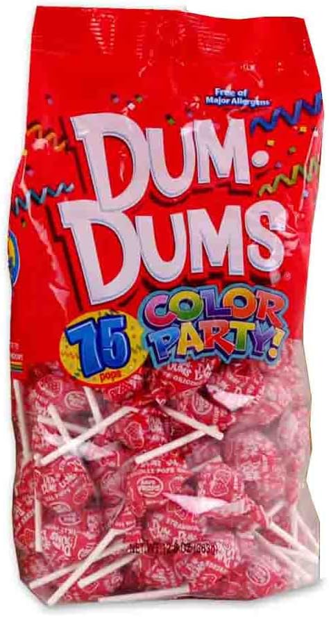 Amazon.com : Dum Dums Color Party Lollipops, Red, Strawberry, 12.8 ...