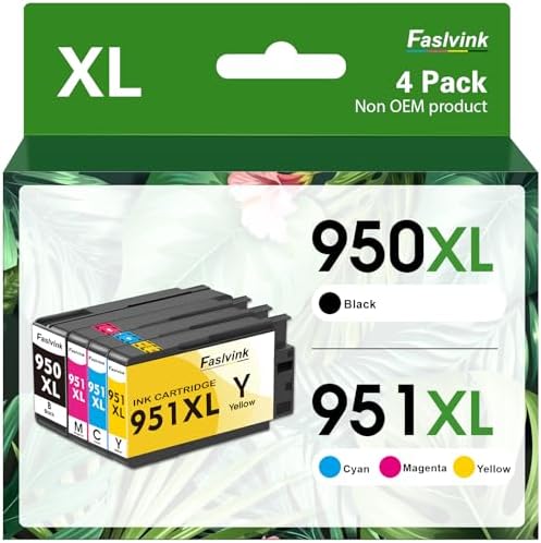 Amazon.com: Faslvink 950XL 951XL Ink Cartridges High Yield Replacement ...