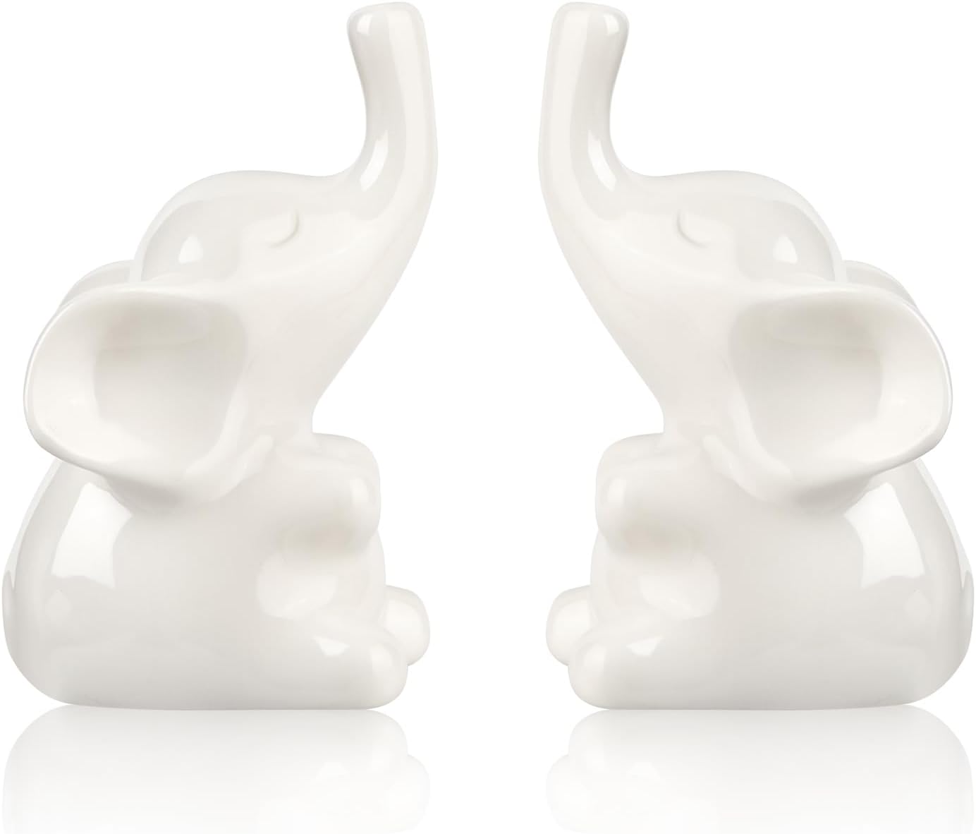 Amazon.com: ETARTJMHNB Loving Pair Ceramic White Elephant Figurines Set ...