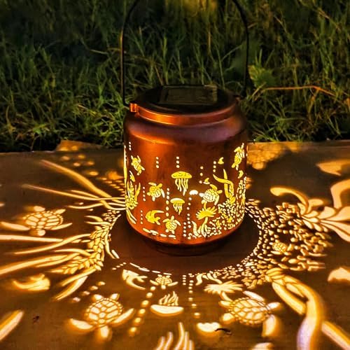 Amazon.com: Sea Turtles Solar Lanterns - Outdoor Waterproof Metal LED ...