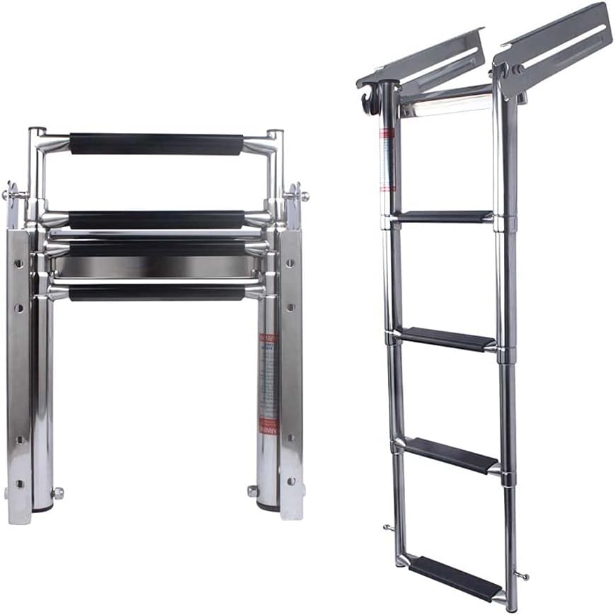 Amazon.com: 4-Step Ladder Stainless Steel Under Platform Sliding Ladder ...