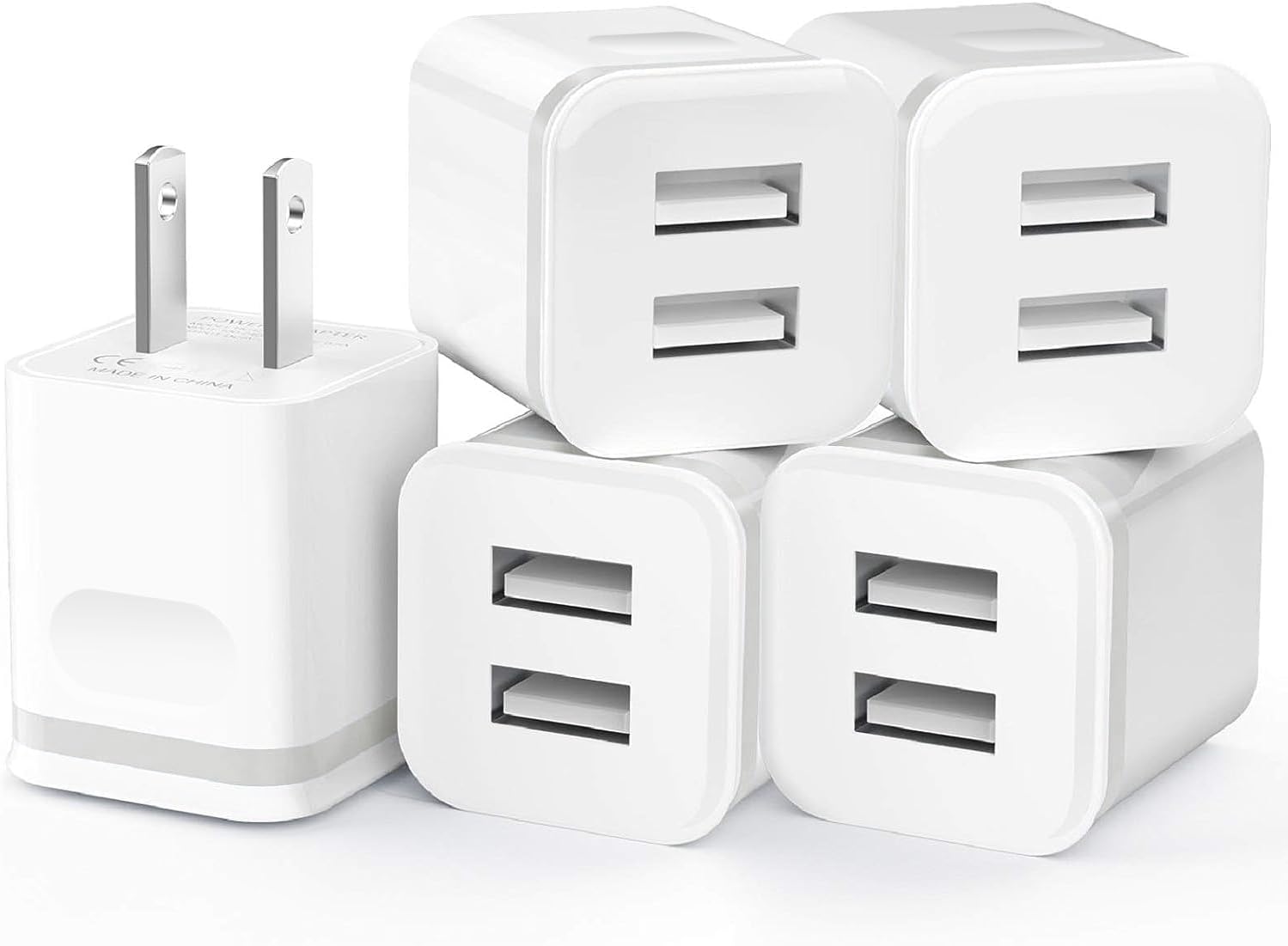 Amazon.com: LUOATIP USB Wall Charger, 5-Pack 2.1A/5V Dual Port USB Cube ...
