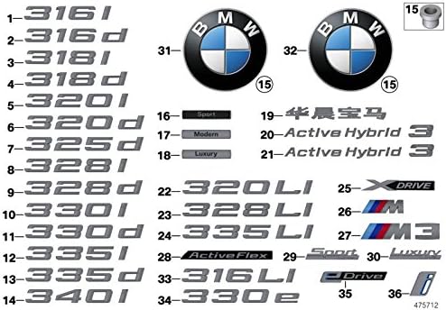 BMW Genuine Lettering Badge Emblem 3 Series F30 LCI 320i 320iX ...