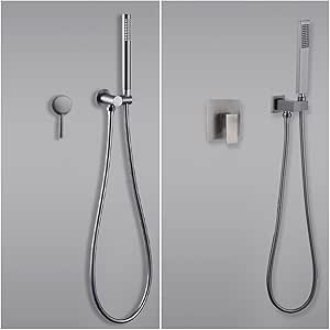 Concealed Hand Shower Set Wall Mounted Round and Square Metal Grey Hot ...