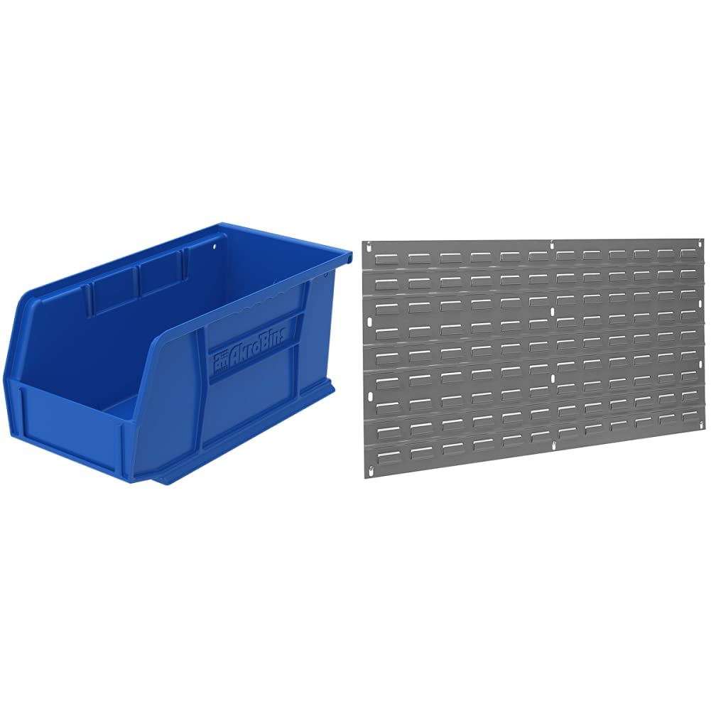 Akro-Mils Hanging Storage Bins and Wall Mount Panel Bundle (12-Pack ...