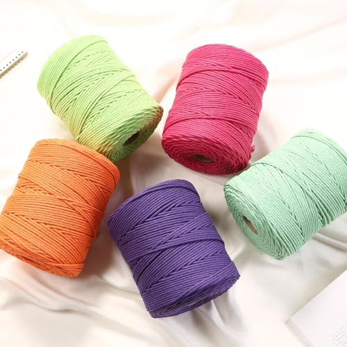 GOHOF Macrame Cord 4mm x 310m Premium Cotton Macrame Rope, 4 Strand ...