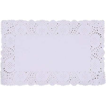 Amazon.com: LJY 100 Pieces White Lace Rectangle Paper Doilies Cake ...