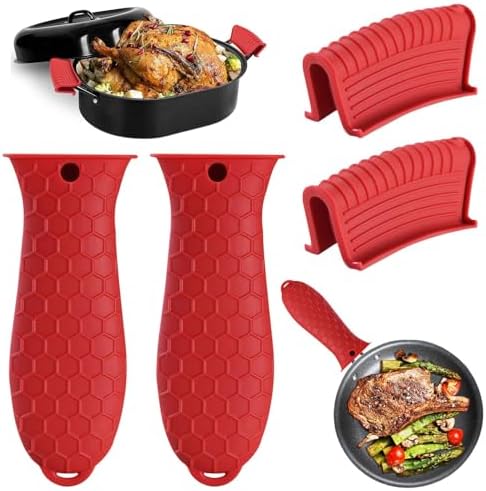 Amazon.com: TIESOME 4 PCS Silicone Hot Handle Holder, Red Heat ...