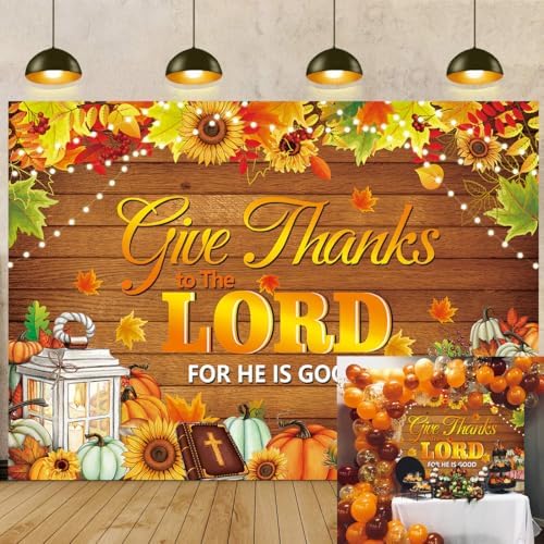 Amazon.com : Give Thanks to The Lord Banner Backdrop 7x5FT Christian ...