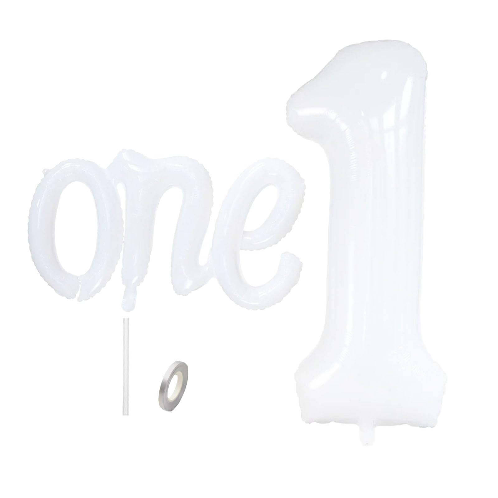Amazon.com: WEILINZHOU 2Pcs White One Balloon Set, 40inch Big Giant ...