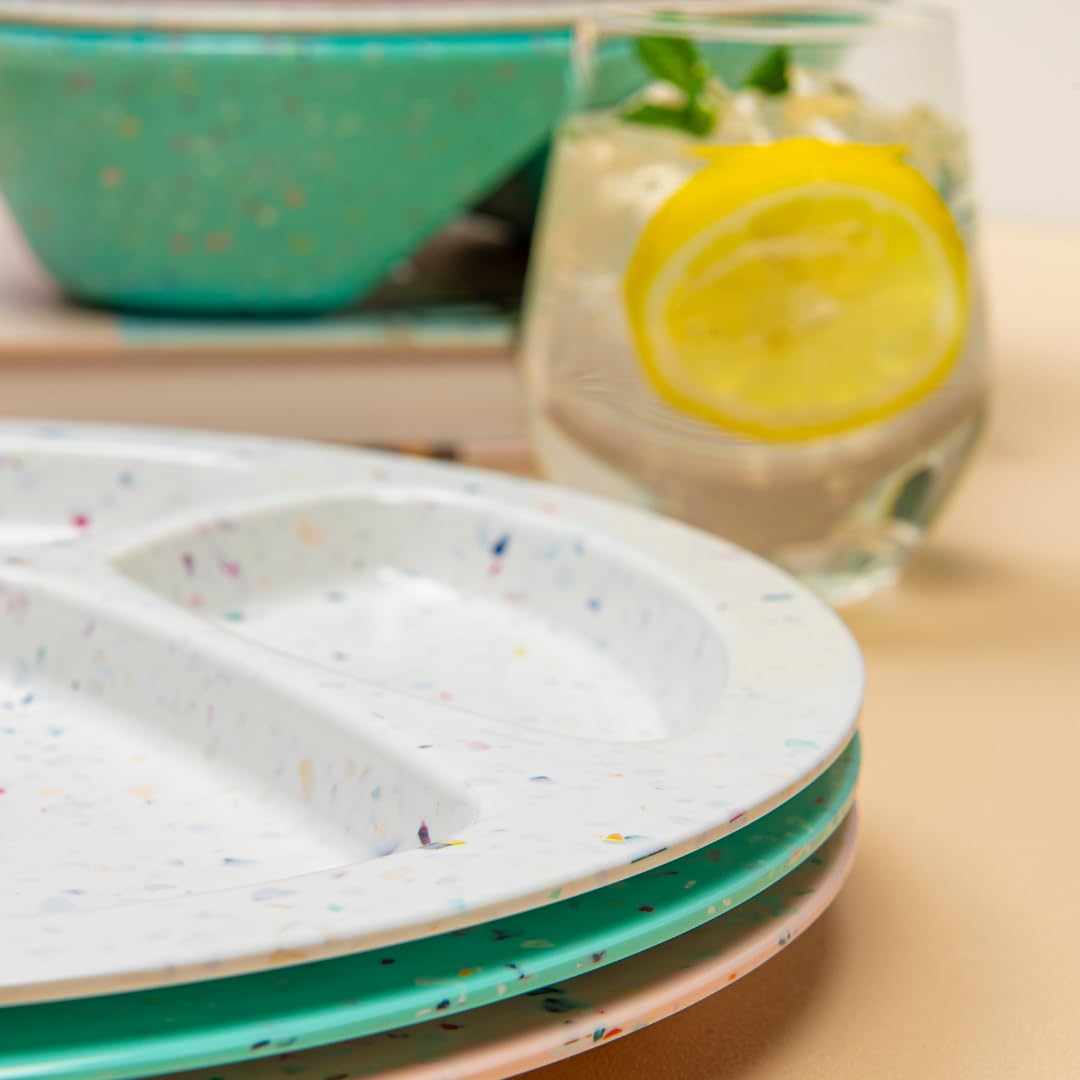 Snapklik.com : Bzyoo 11-Inch Divided Plates Set Of 2 - Confetti Pink ...