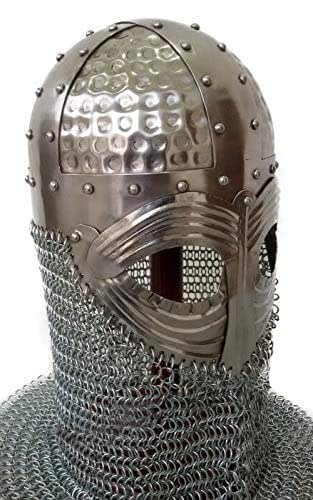 Amazon.com: Medieval Helmets Full Face Chain Mail Armor Helmet With ...