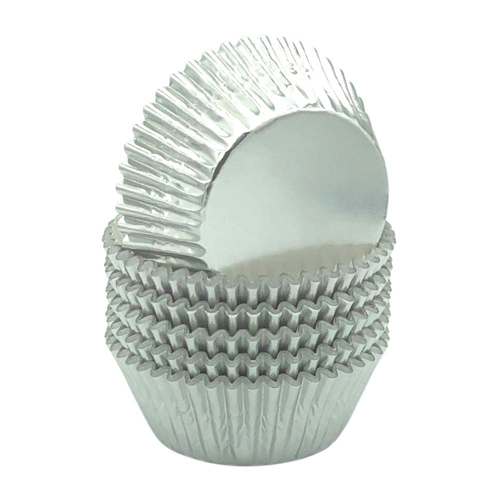 Amazon.com: Huaswan Elegant Silver Foil Cupcake Liners Standard Baking ...
