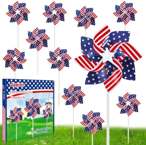 Amazon.com: ArtCreativity 4 Inch Stars and Stripes Pinwheels, Set of 12 ...