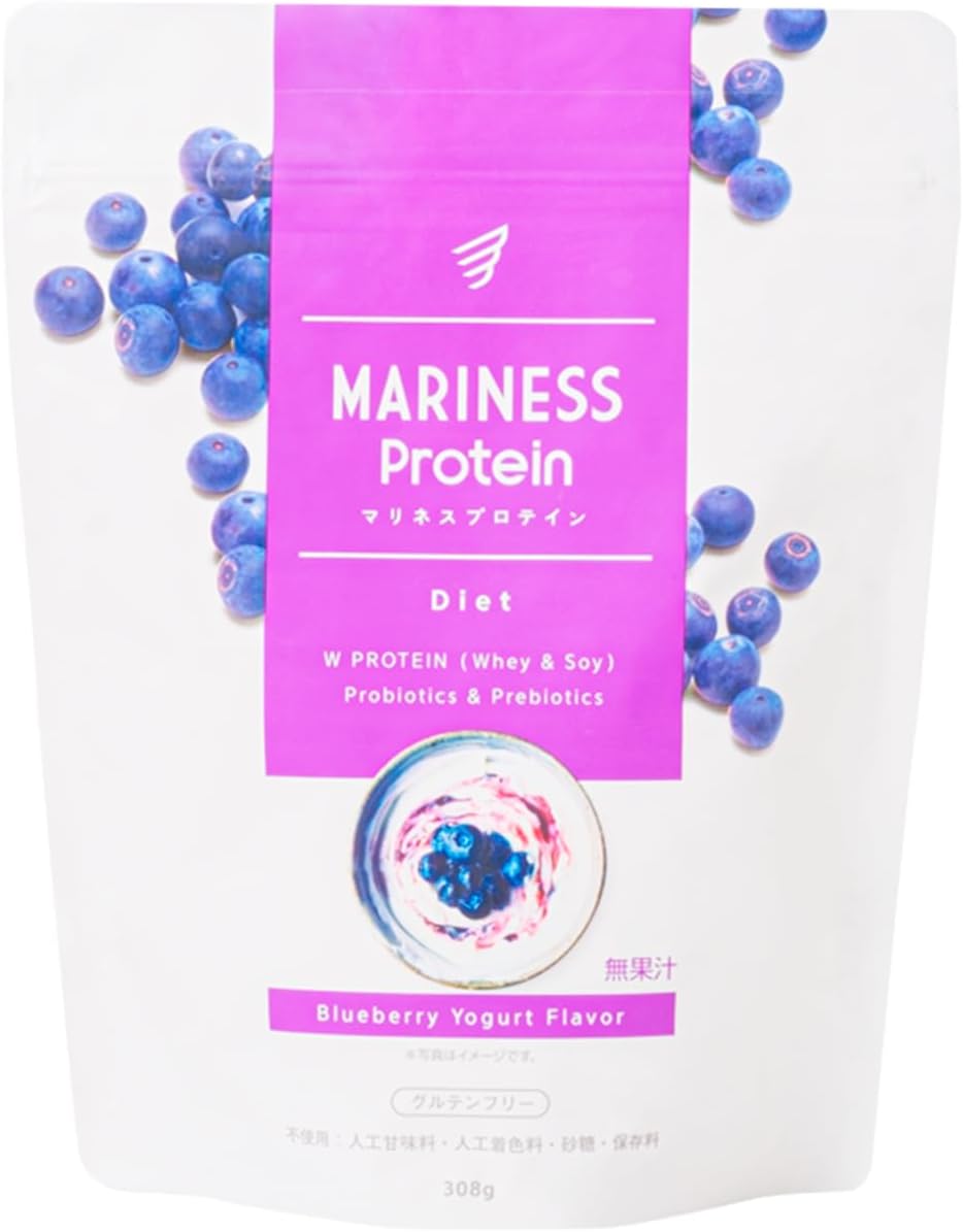 Amazon | MARINESS マリネス プロテイン 約14回分 ブルーベリーヨーグルト 女性 宅トレ ダイエット ソイ ホエイ | MARINESS | マルチプロテイン