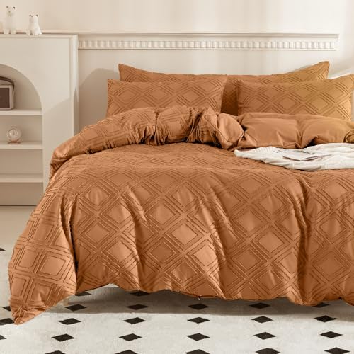 Amazon.com: JELLYMONI Rust Duvet Cover Twin Size - 3 PCS Microfiber ...