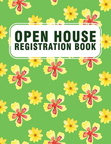 Open House Registration Book: Cute Watercolor Flower Pattern | For ...