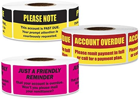 Amazon.com: Account Overdue Sticker Bundle - 2 x 1 Inch Yellow/Red/Pink ...