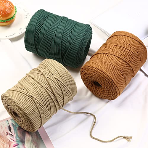 GOHOF Macrame Cord 4mm x 300m Premium Cotton Macrame Rope, 4 Strand ...