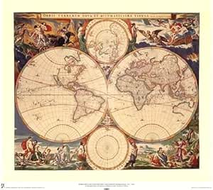 Amazon.com: Nicholas Visscher - World Map Art Print: Posters & Prints