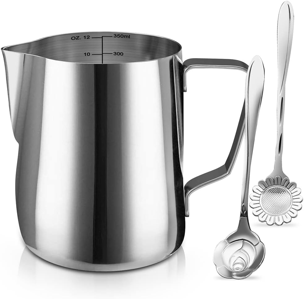 Amazon.com: Stainless Steel Milk Frothing Pitcher, 12oz Espresso ...