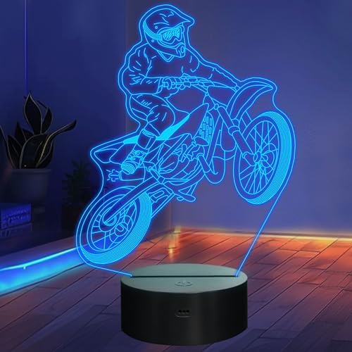 SJIAHEE 2 in 1 Sets 3D Dirt Bike Night Light, 16 Colors Change with ...
