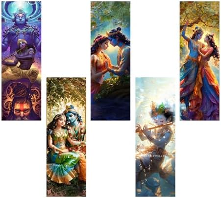 Visaan Krishna Theme Bookmarks Set of 5, Krishna GodTheme Designed for ...