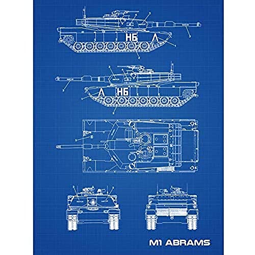M1 Abrams American Main Battle Tank Blueprint Plan Unframed Wall Art ...