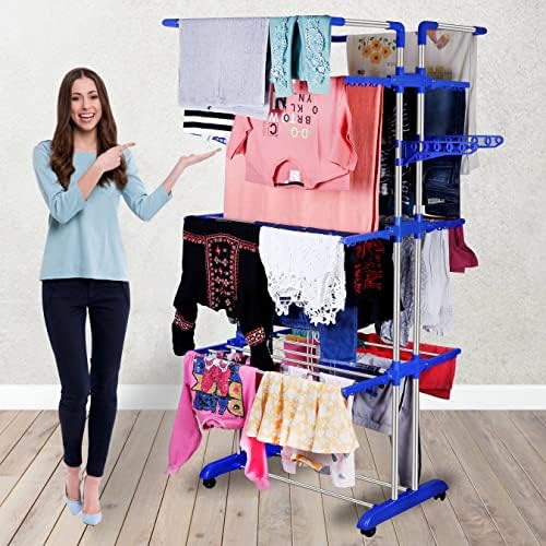 LiMETRO STEEL Stainless Steel Double Pole 3 Layer Cloth Stand : Amazon ...