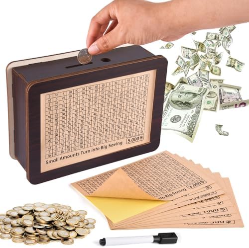 Amazon.com: Saving Money Box Saving 10,000 Challenge Box Wooden Money ...