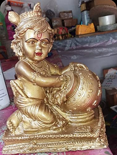 Buy Krishna Makhan Matki chor Golden Colour polyresin,Marble Powder ...