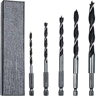 KEWAYO Brad Point Drill Bit Set 5/32, 3/16, 1/4, 5/16, 3/8Inch Spur ...