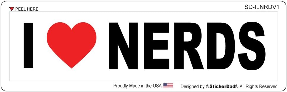 Amazon.com: StickerDad® Bumper Sticker - I Love Nerds - Full Color ...
