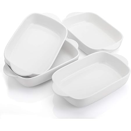 Amazon.com: White Small Ceramics Rectangular casserole dish Baking ...