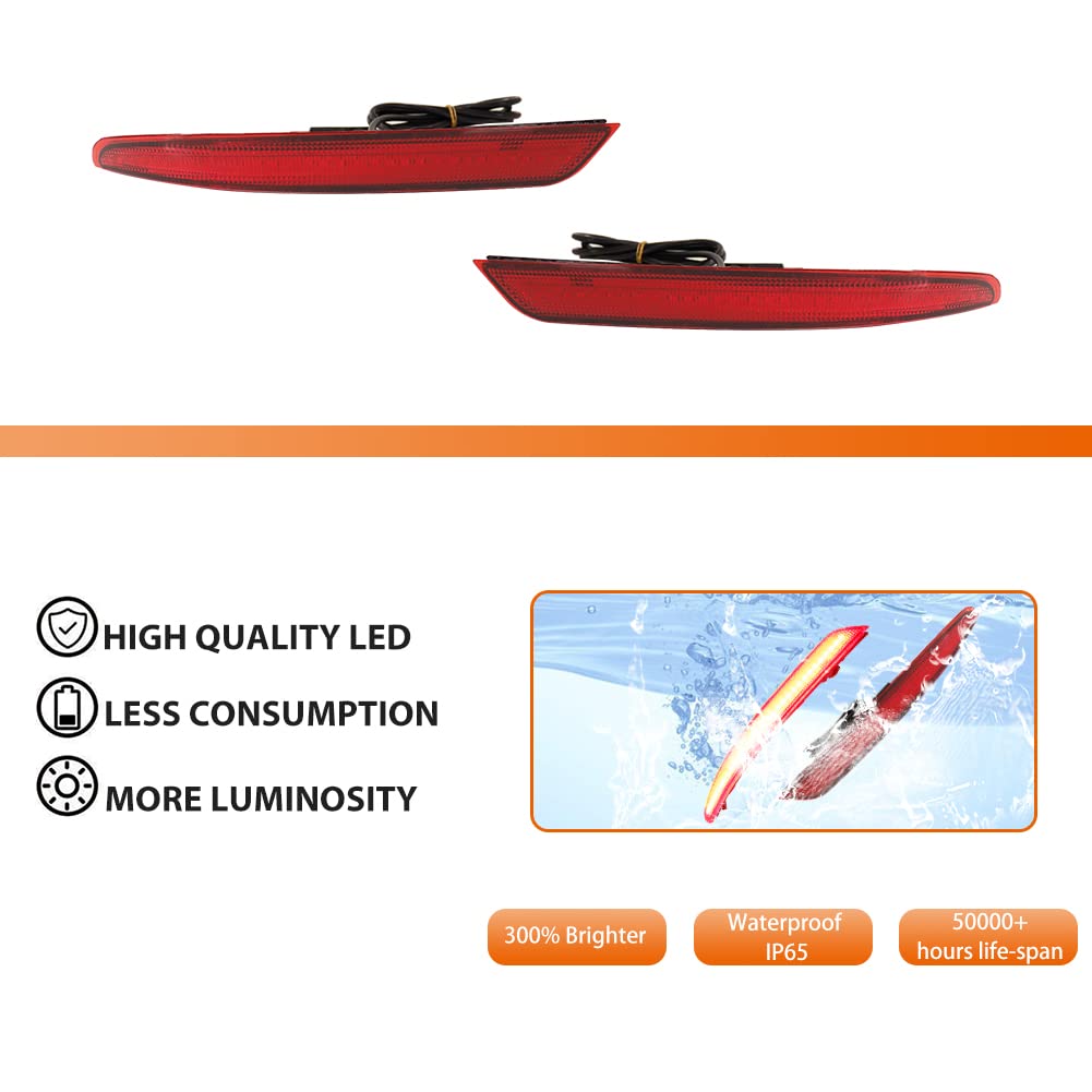 Snapklik.com : Red Lens Red LED Rear Bumper Reflector Brake Tail Lights ...