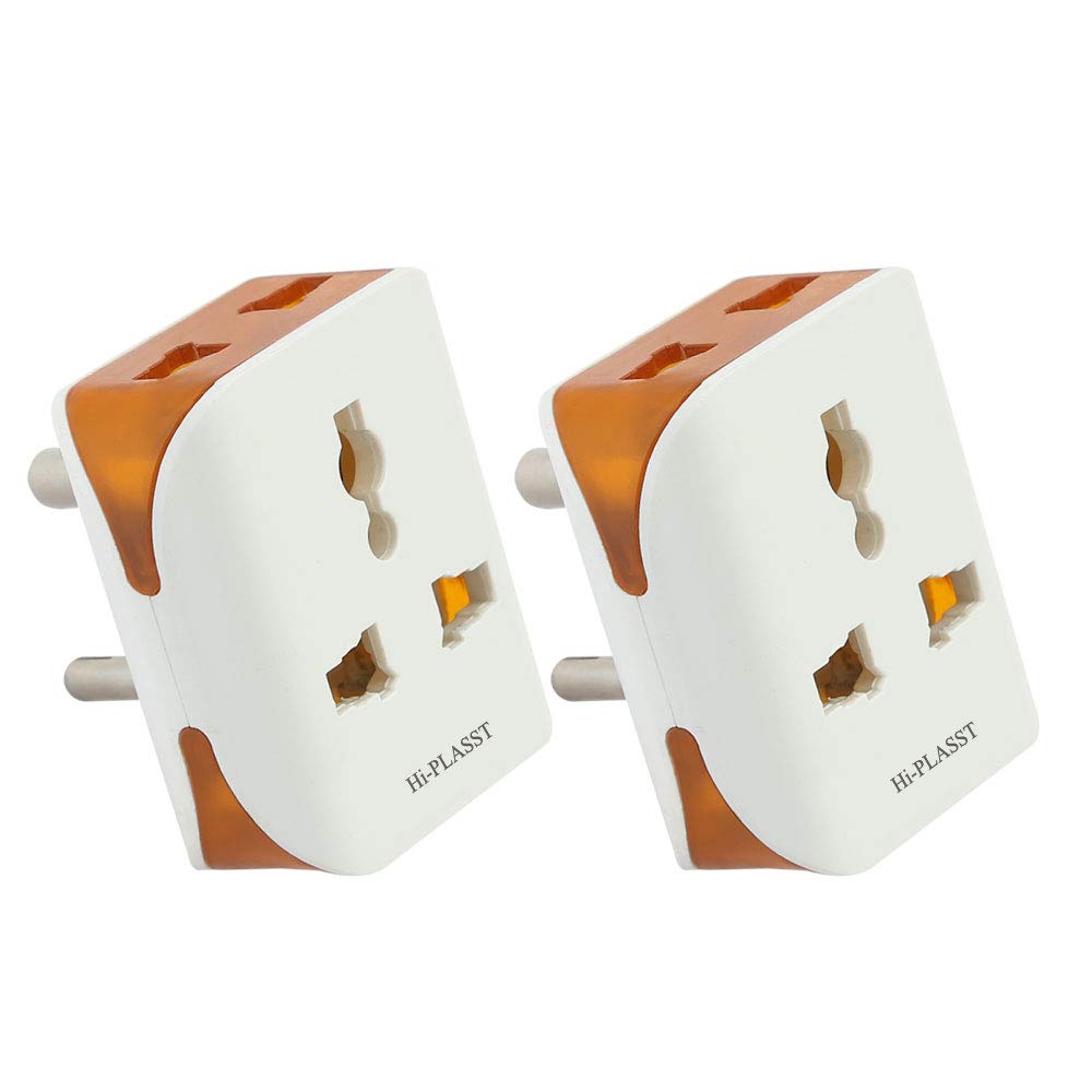 Hi-Plasst (Pack of 2) Universal 3-Pin Multi Plug with Type D Socket ...