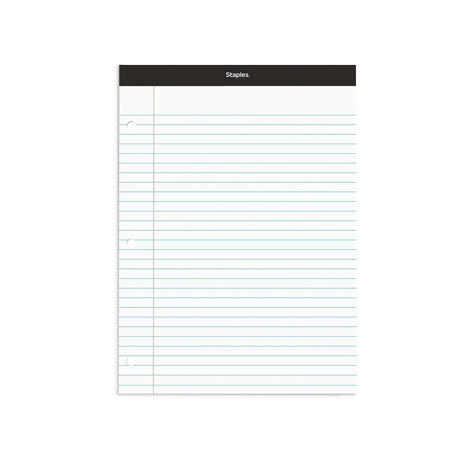 Amazon.com: Staples 3-Hole Double Pad, White, Narrow Ruled, Each : Books