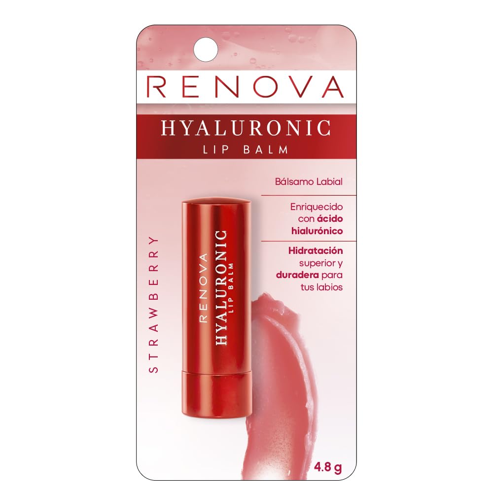 Bálsamo labial Renova, color Fresa (traslucido 4.8g), con Ácido ...