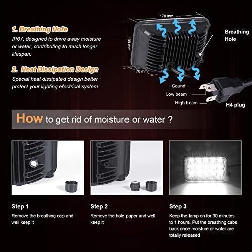 Snapklik.com : 4pcs 4x6 LED Headlights, Rectangular 4x6 Headlights LED ...