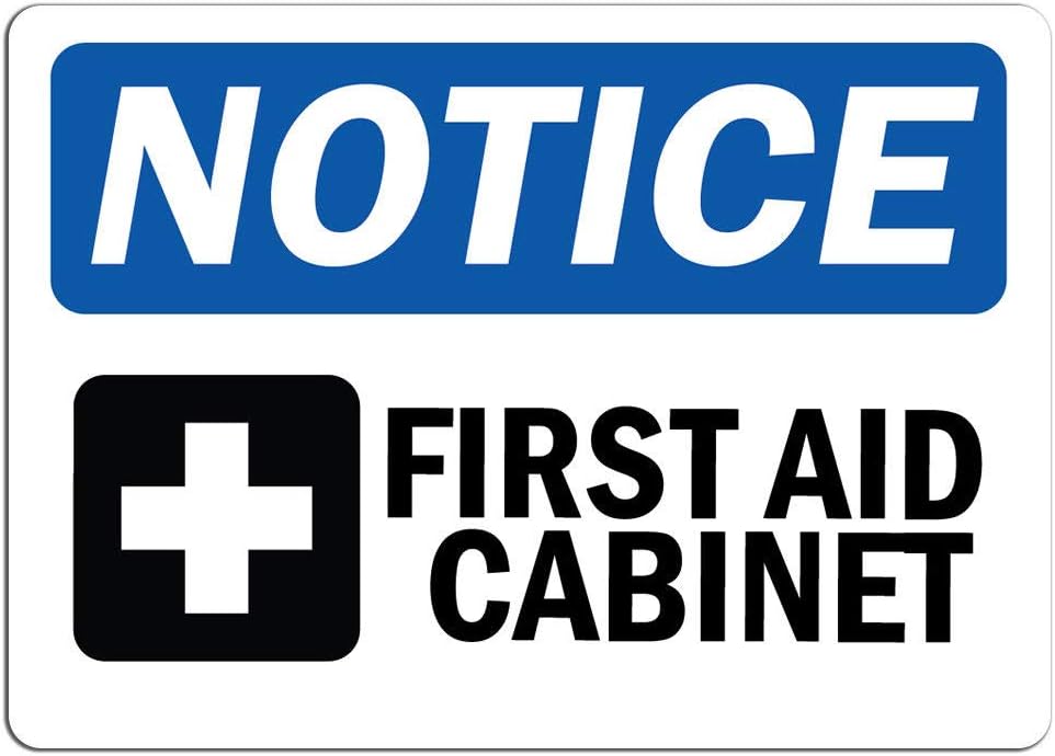 Amazon.com : Notice - First Aid Cabinet Sign with Symbol | Label Decal ...