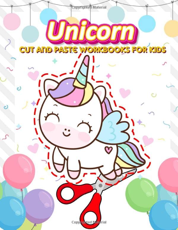 Unicorn cut and paste workbooks for kids: Scissor skills cutting ...