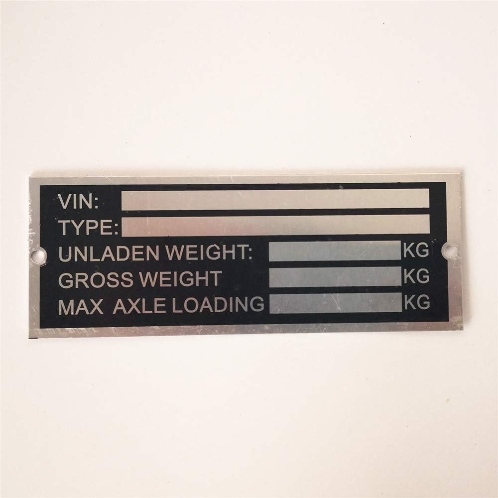 beyondcity Trailer Blank VIN & Weight Chassis Plate 120mm x 45mm ...