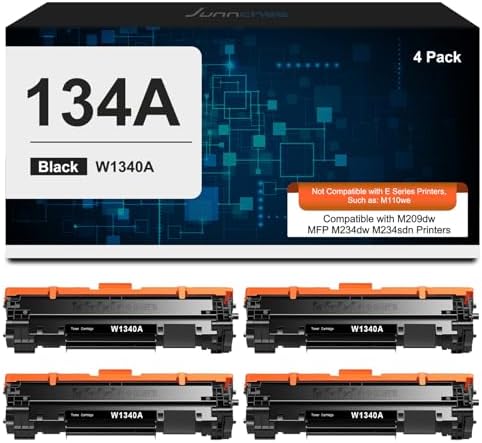 Amazon.com: 134A W1340A Black Toner Cartridge 4-Pack Replacement for ...