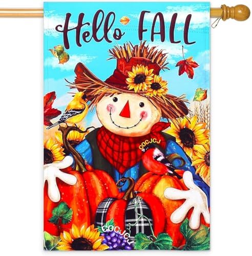 Amazon.com : Morigins Hello Fall Pumpkin Scarecrow Double Sided Yard ...